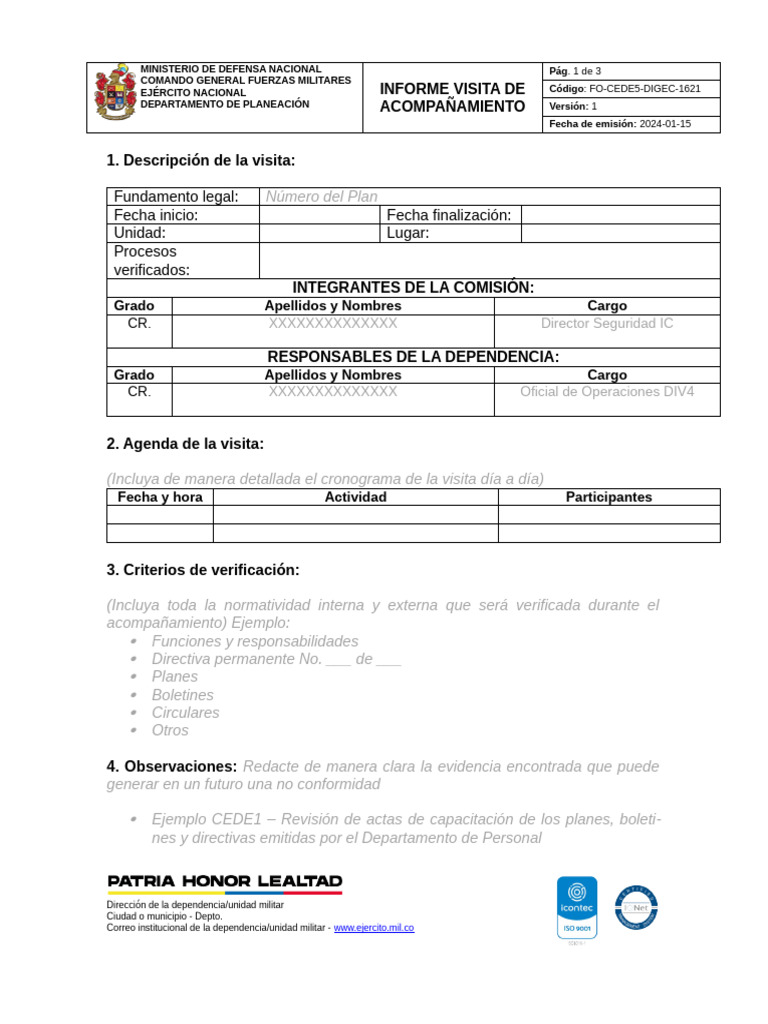 Formato Informe Visita de Acompañamiento V1 | PDF