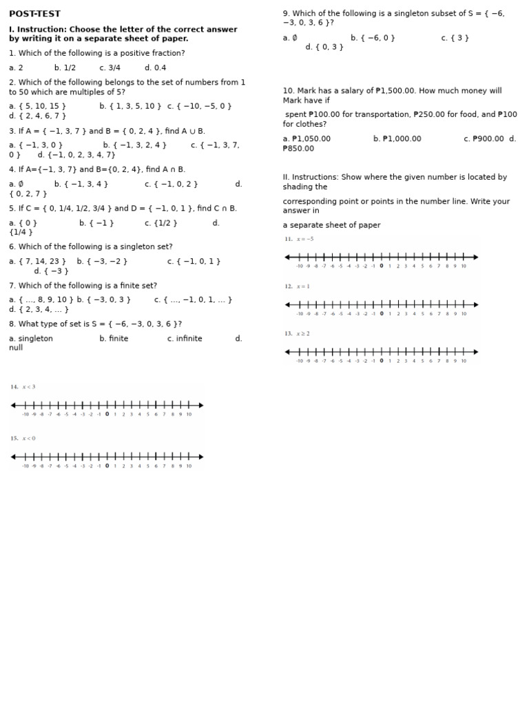 MODULE 1 Math POSTTEST | PDF