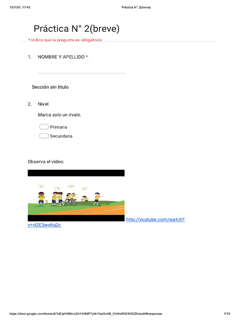 Práctica #2 (Breve) - Formularios de Google | PDF