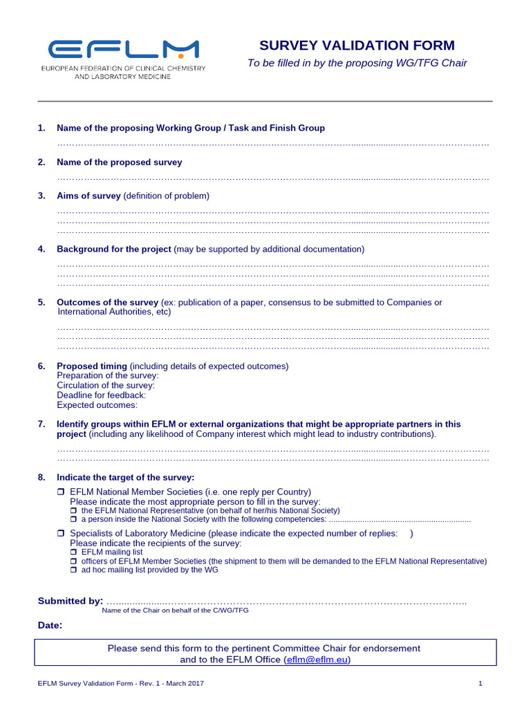 Validation Form - EFLM Survey | PDF