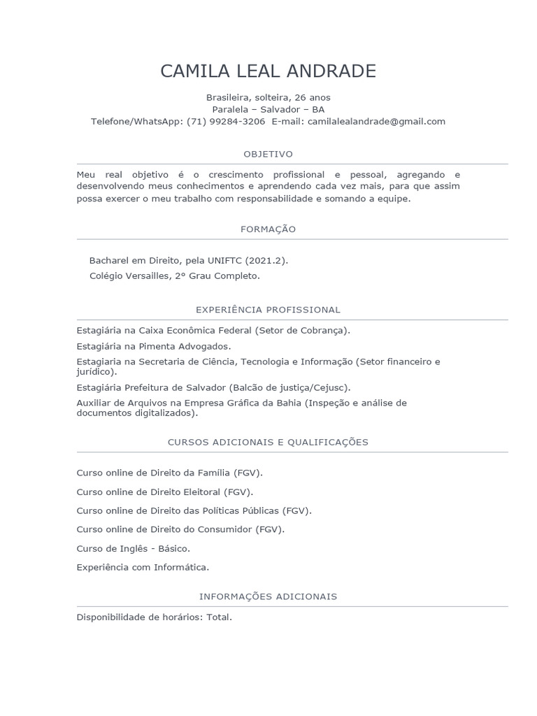 Curriculo Camila L - 2022 | PDF