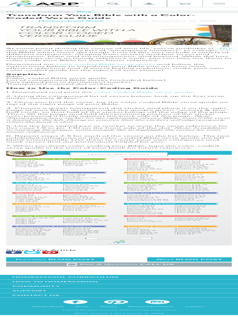 Transform Your Bible With A Color-Coded Verse Guide - AOP Homeschooling ...