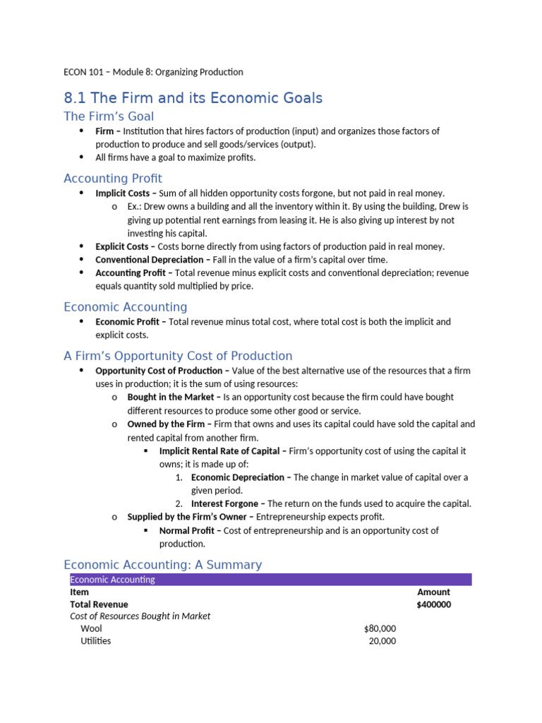 Module 8 - Organizing Production | PDF