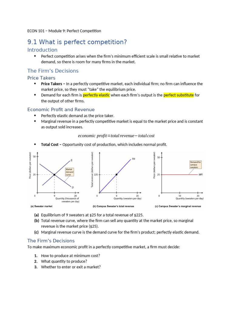 Module 9 - Perfect Competition | PDF