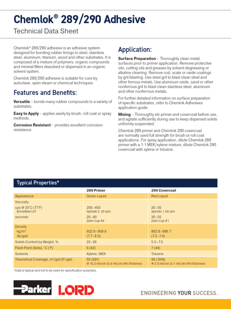 Datasheet - Chemlok289 290 (EnglishUS) - DS3137 | PDF