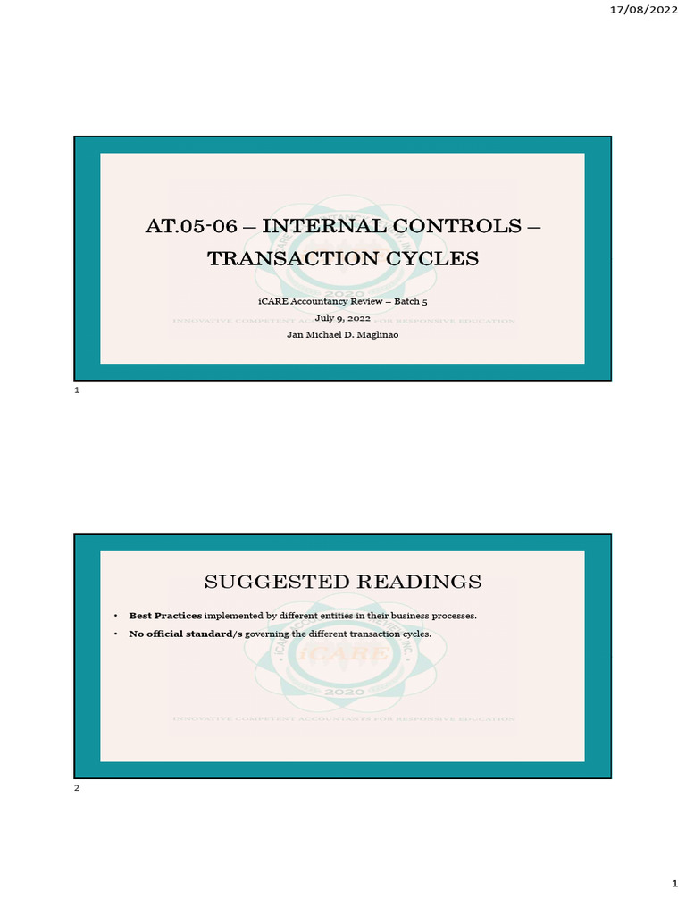 AT - Transaction Cycles (Summary) | PDF