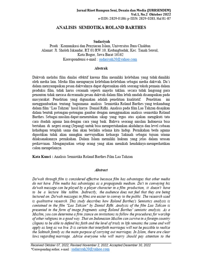 81-87 Analisis Semiotika Roland Barthes | PDF