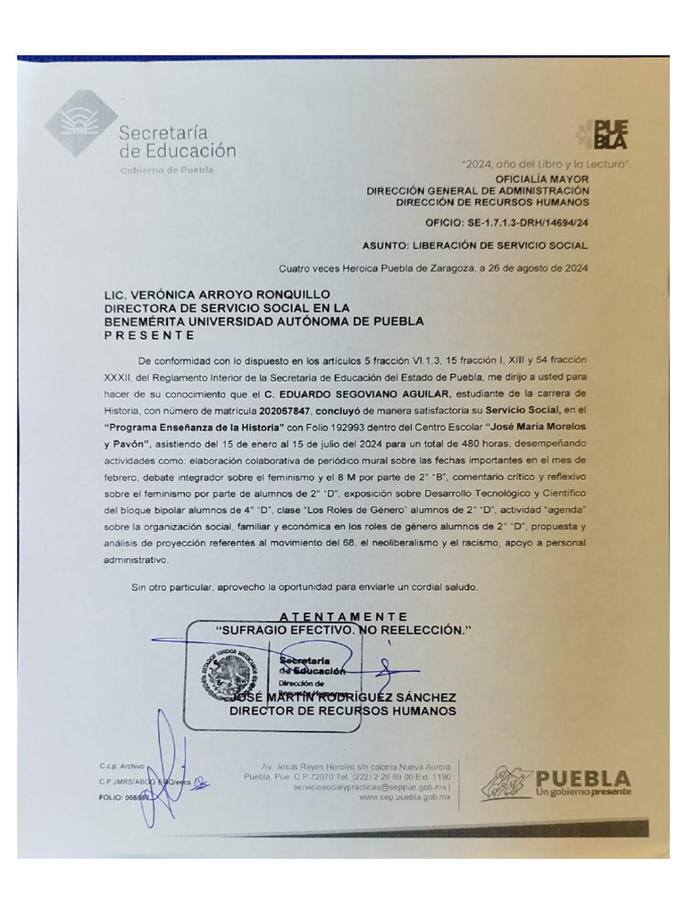 Carta de Liberación | PDF