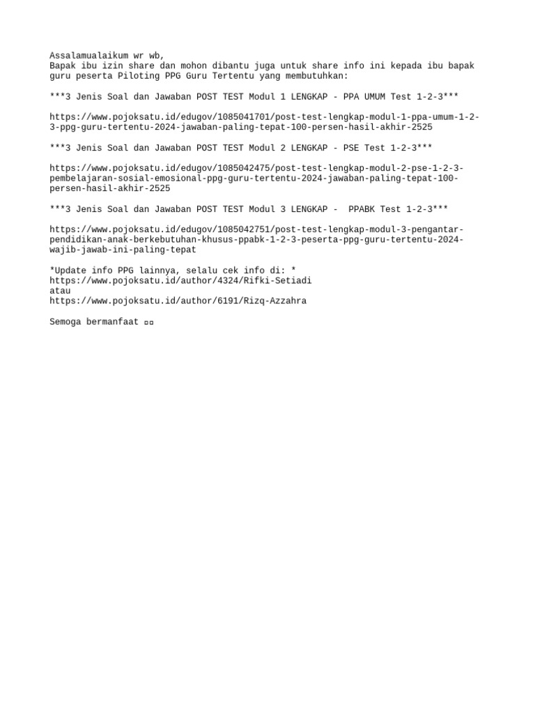POST TEST PPG Guru Tertentu | PDF