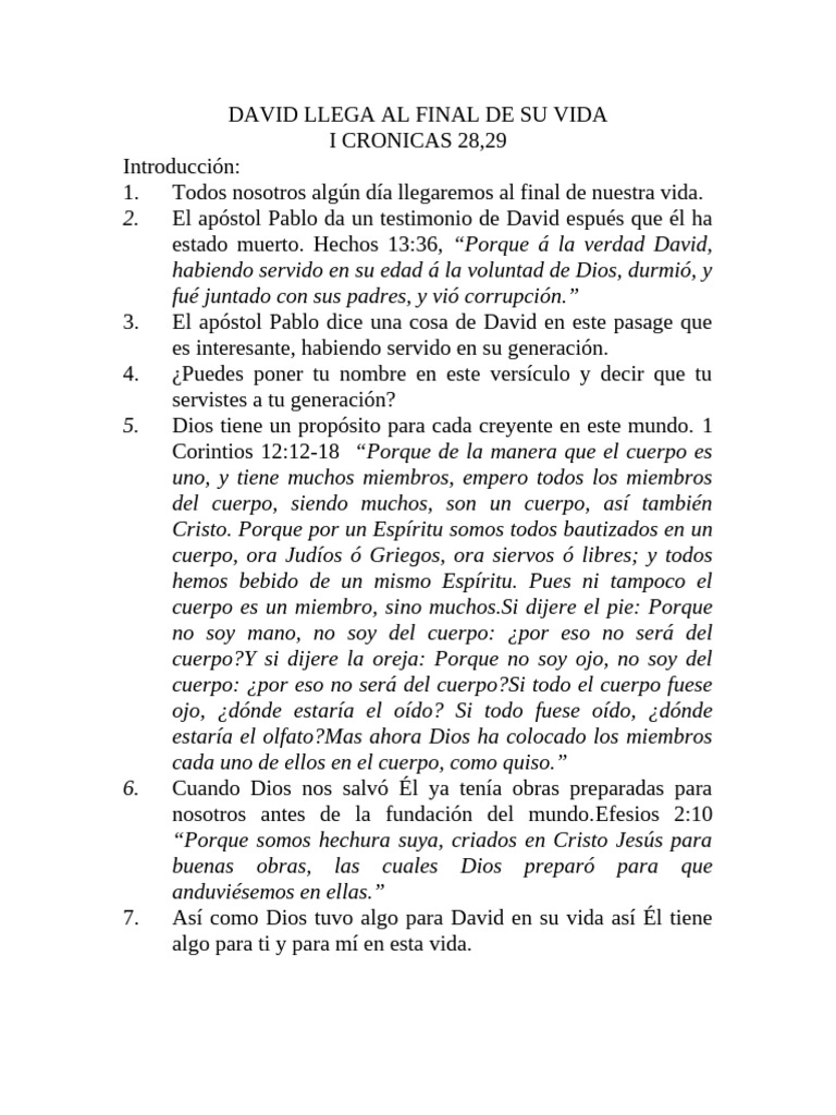 David Llega Al Final de Su Vida | PDF