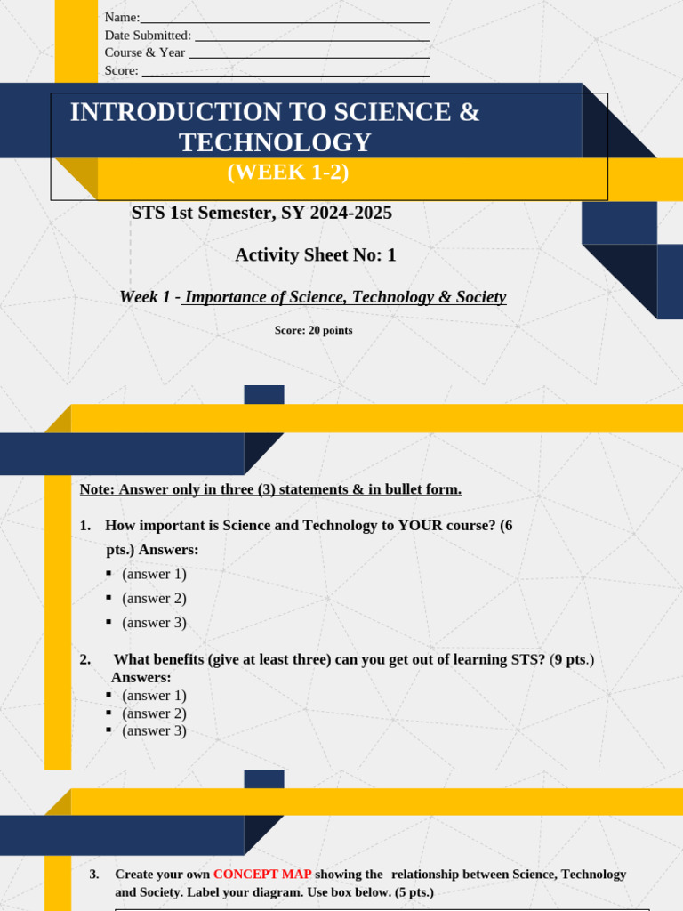 Week 1 2 Activity 1 Importance of Sts | PDF