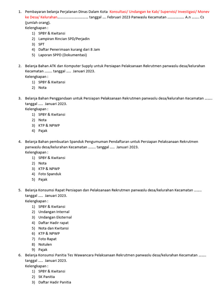 Kelengkapan SPJ | PDF
