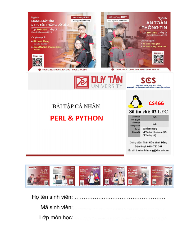 Bài tập. Môn Perl & Python - CS466 | PDF