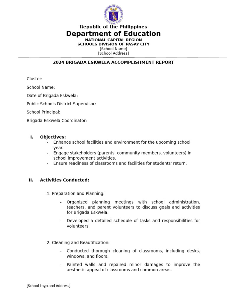 Accomplishment Report Template | PDF