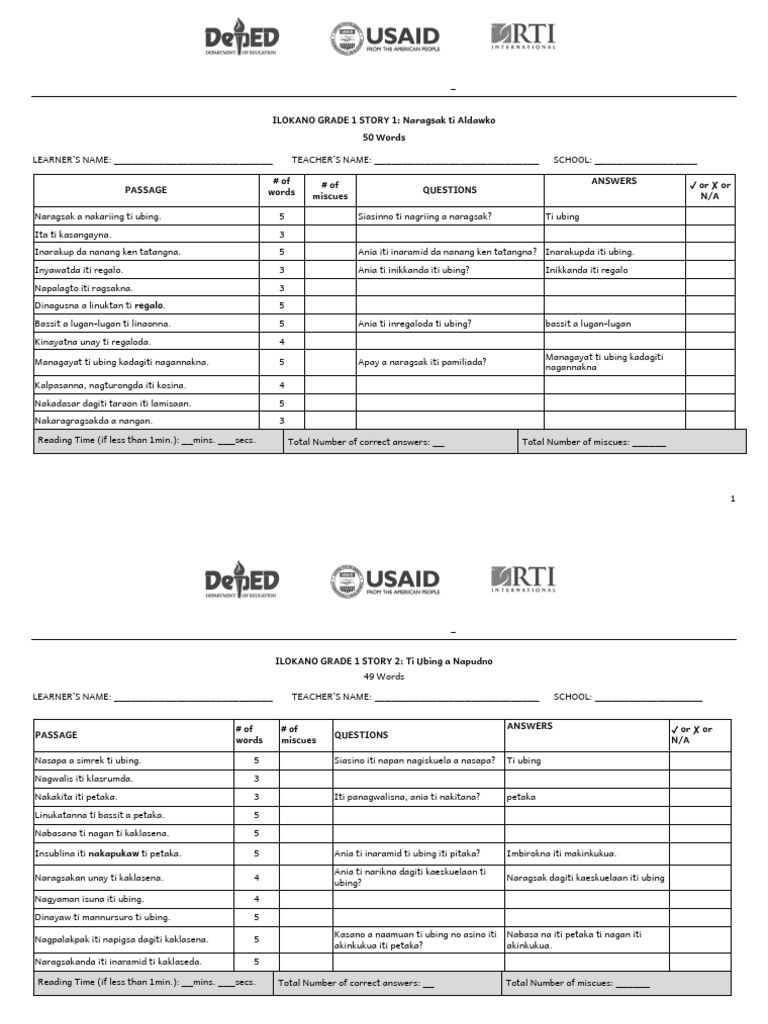 mCRLA G1 RECROD FORM - Ilokano v2 | PDF