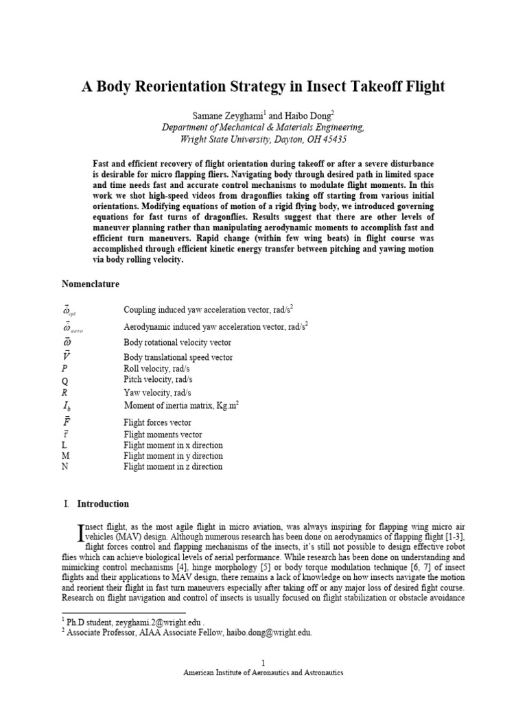 A Body Reorientation Strategy in Insect Takeoff Flight | PDF