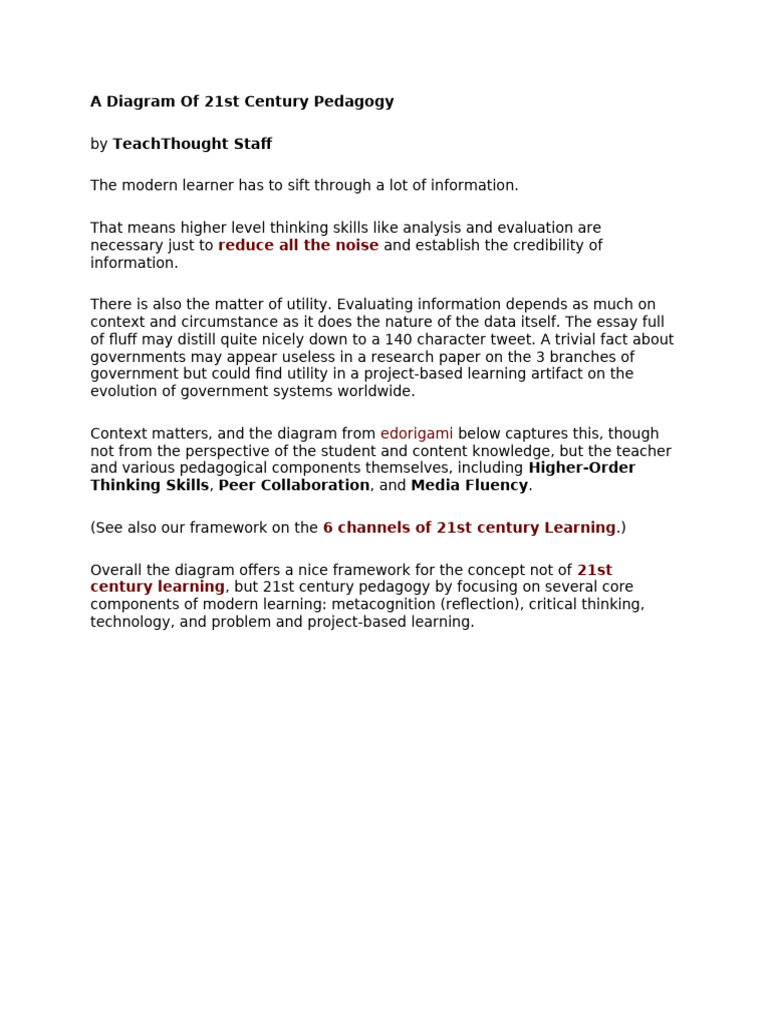 A Diagram Of 21st Century Pedagogy | PDF