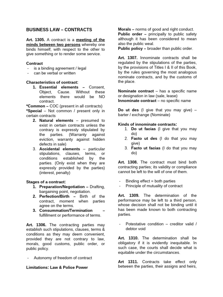 Business Law Contracts | PDF