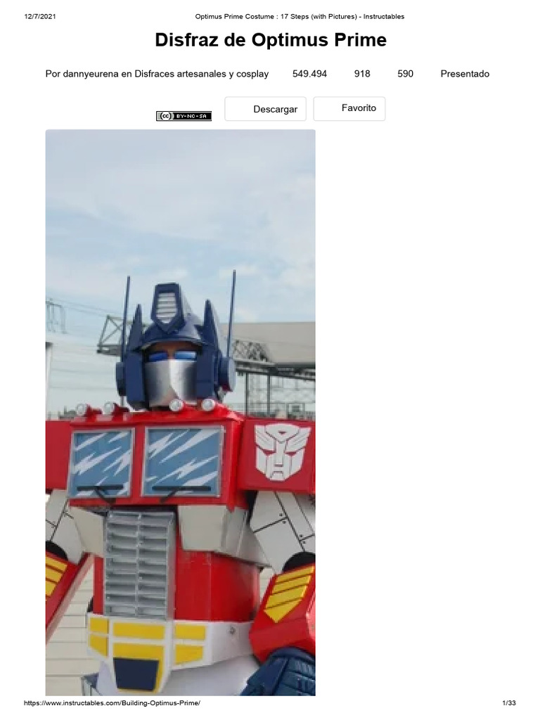 Optimus Prime Costume Instructables | PDF