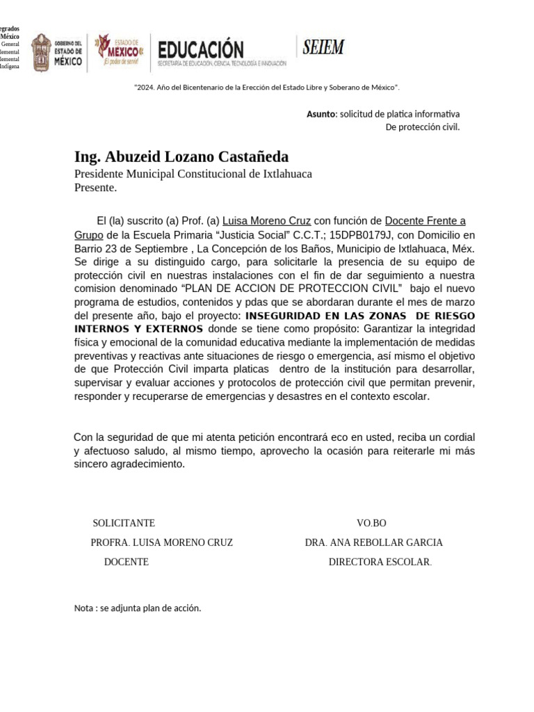 COMISION PROTECCION CIVIL Oficio | PDF