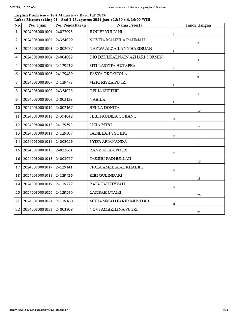 Absensi FIP 2024 | PDF