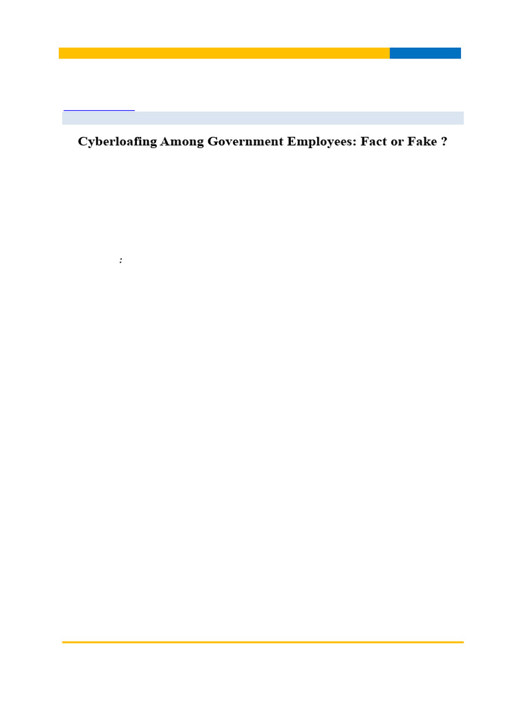 Cyberloafing Among Government Employees: Fact or Fake ? | PDF | Job ...