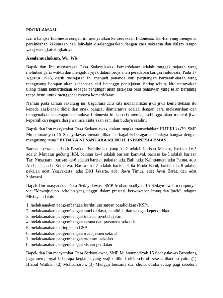 Woro-Woro Untuk Karnaval | PDF