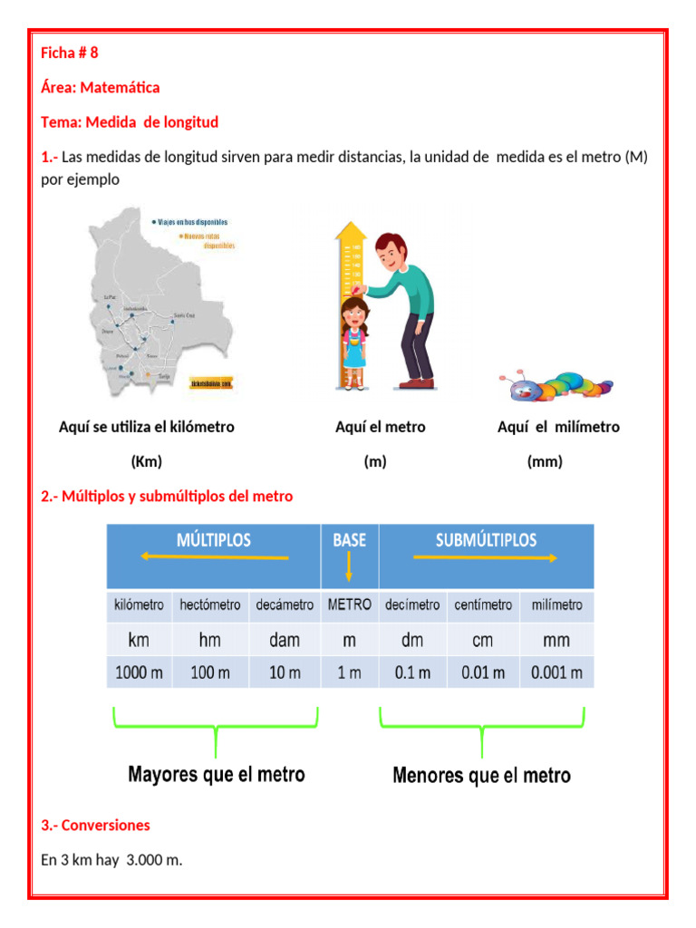 Ficha # 8 Matematica Medida de Longitud | PDF