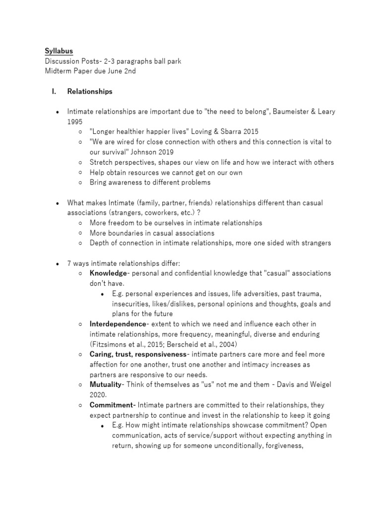 FMST 314: Intimate Relationships Syllabus | PDF | Intimate ...