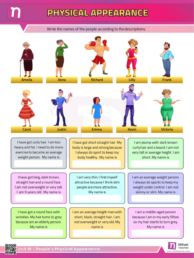 Unit 16 - Describing Physical Appearance Worksheet 2 | PDF