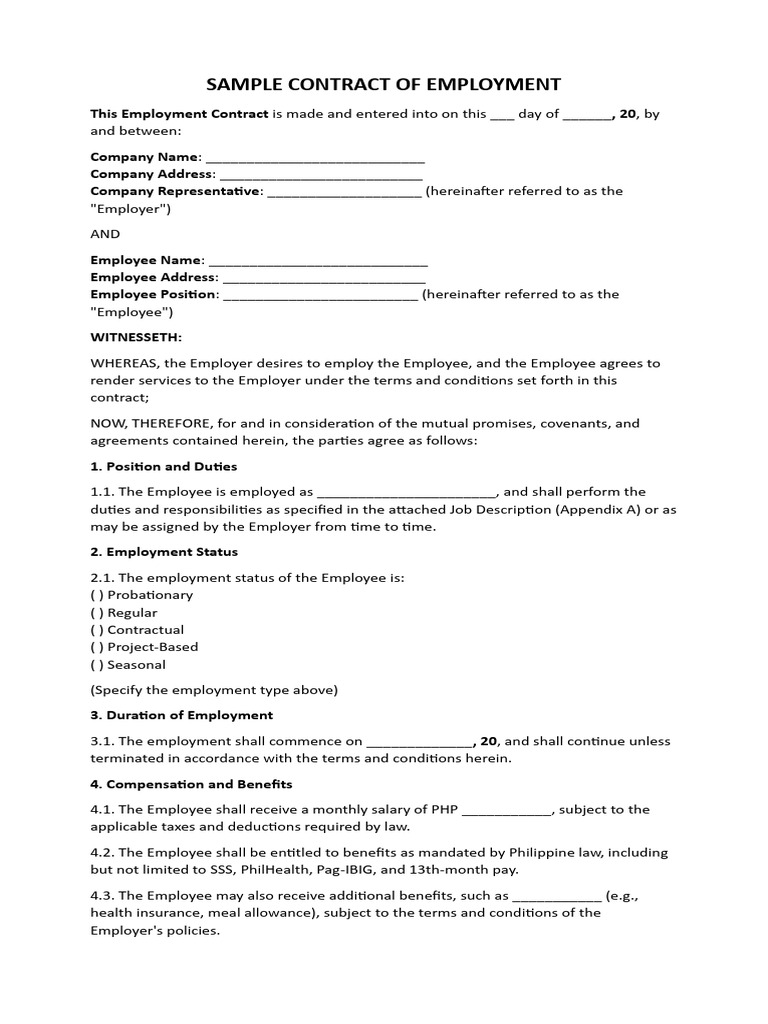 Contract of Employment | PDF