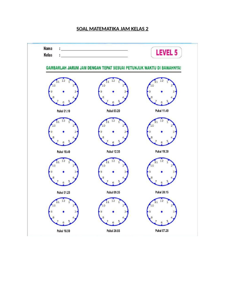 Soal Jam Kelas 2 | PDF