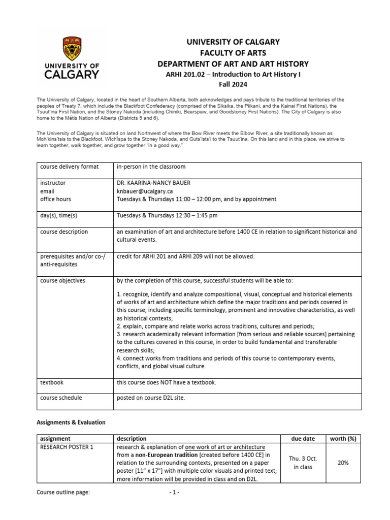 Course Outline ARHI 201.02 F24 | PDF