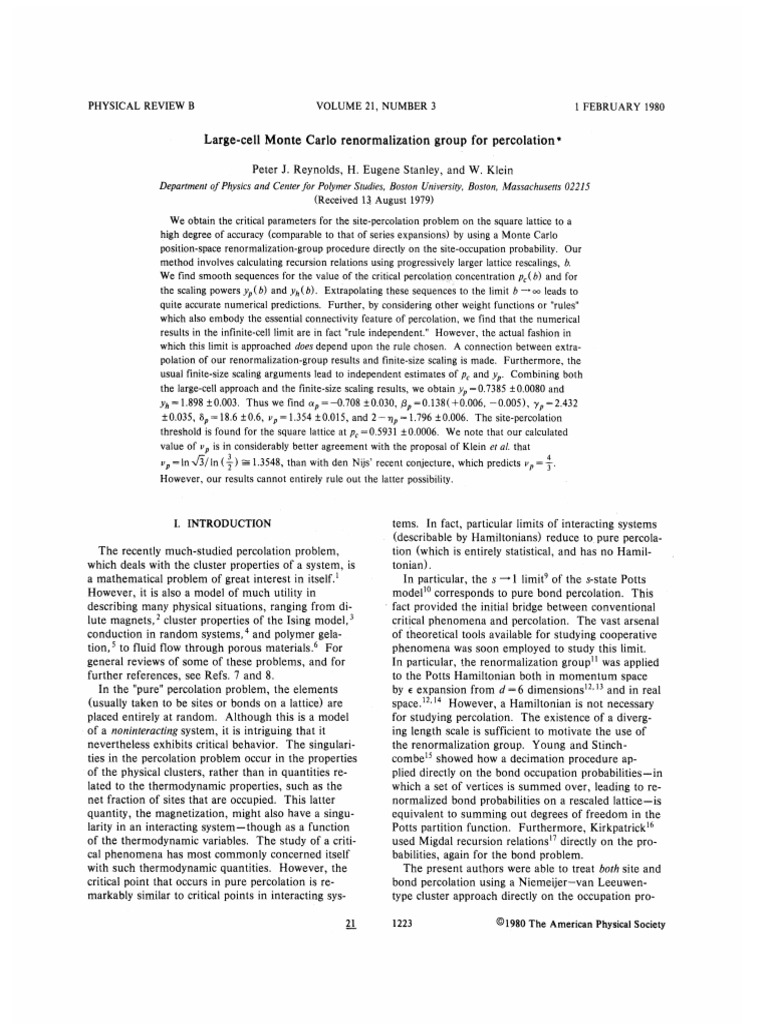 Large Cell Monte Carlo Renormalization G | PDF