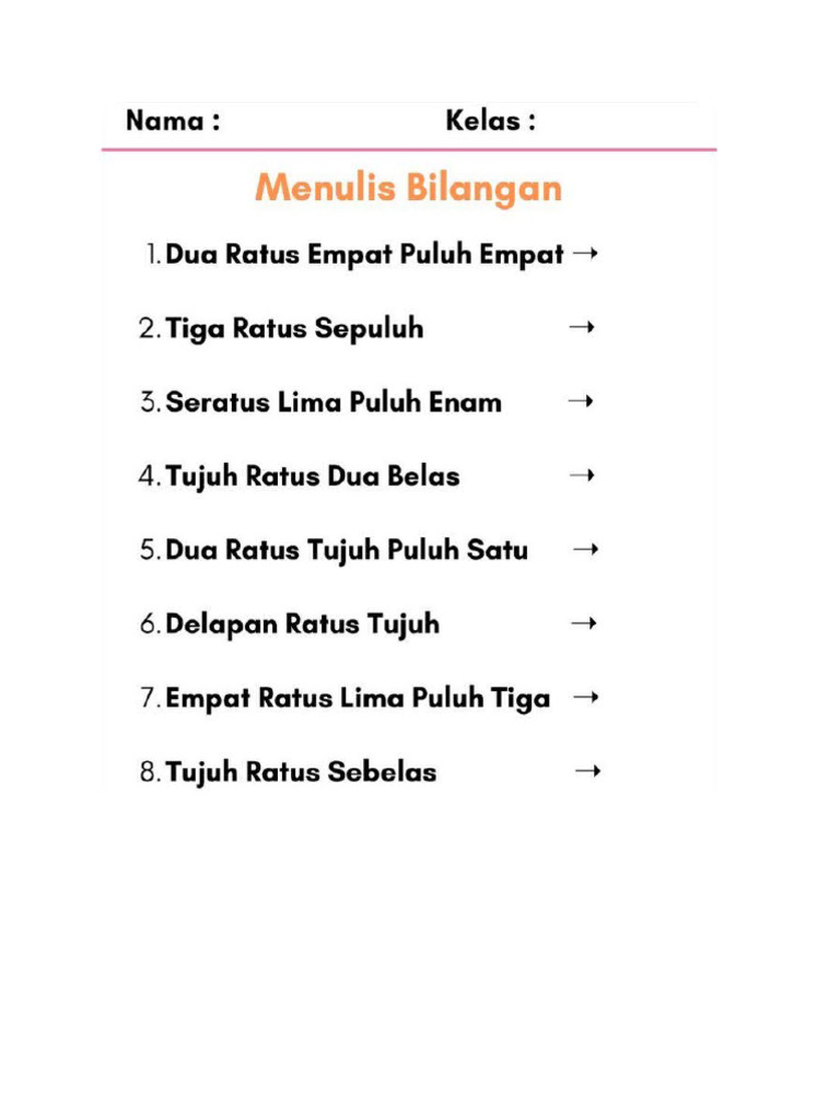 MENULIS BILANGAN RATUSAN | PDF