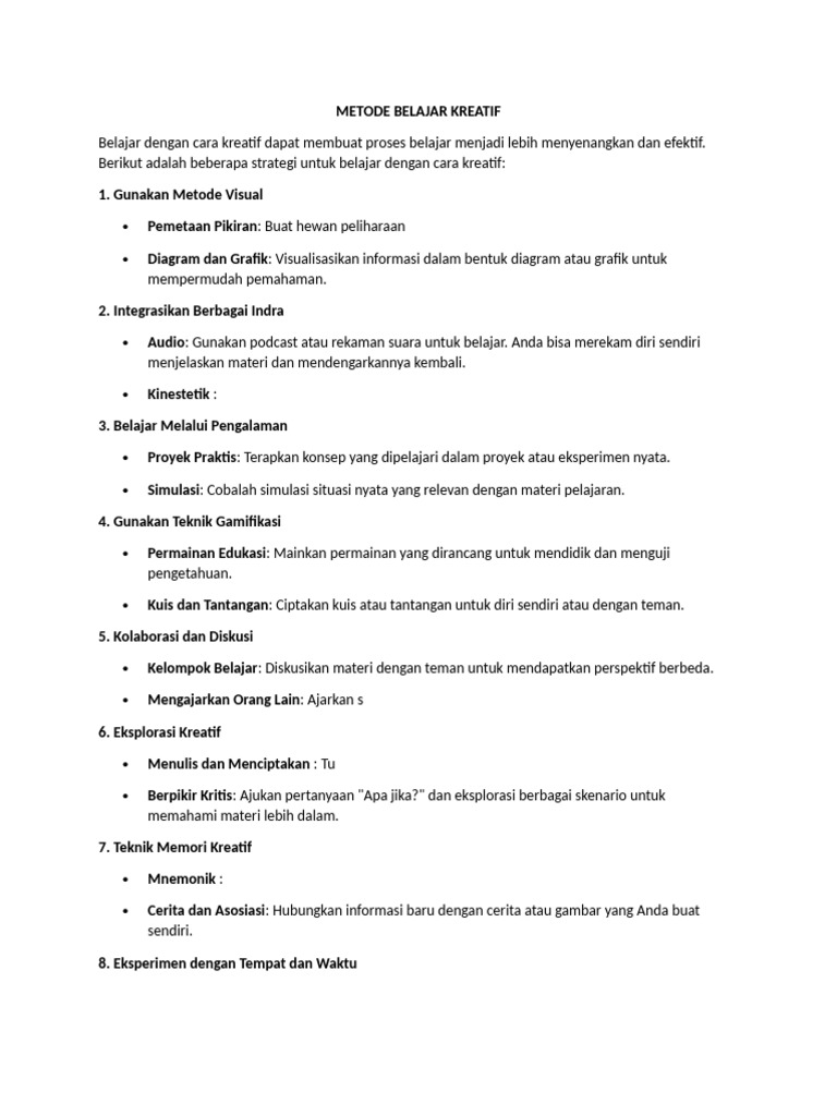 Metode Belajar Kreatif | PDF