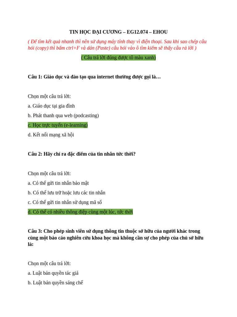 (123doc) - Dap-An-Tin-Hoc-Dai-Cuong-Eg12-Ehou | PDF