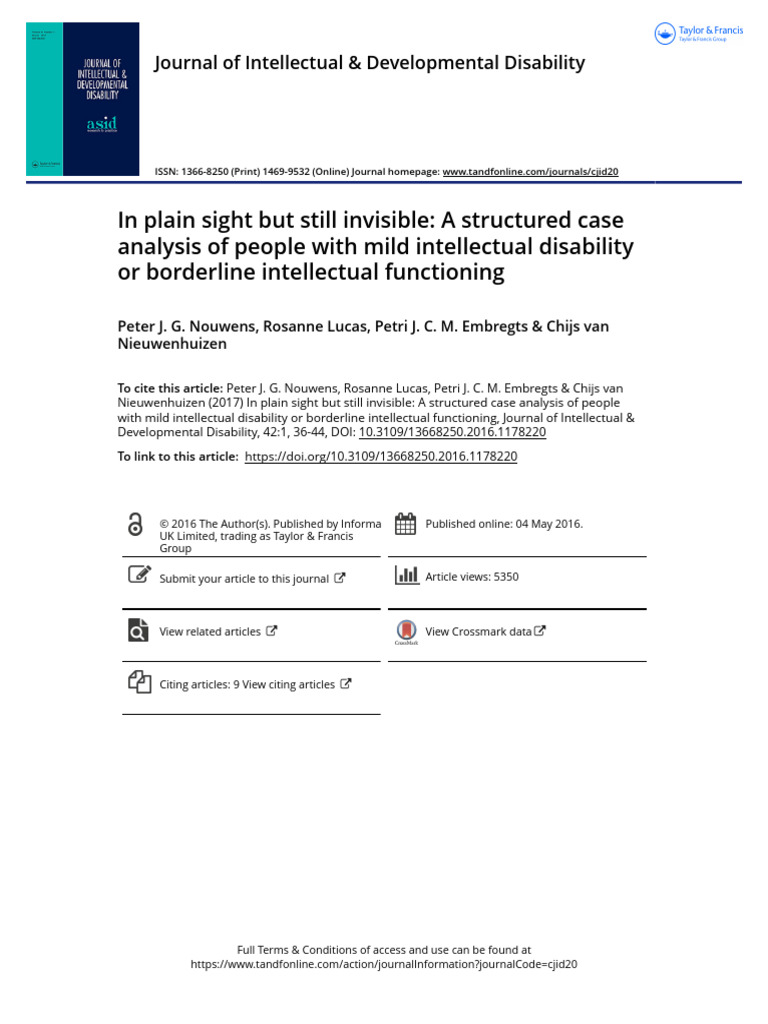 In Plain Sight But Still Invisible A Structured Case Analysis of People ...