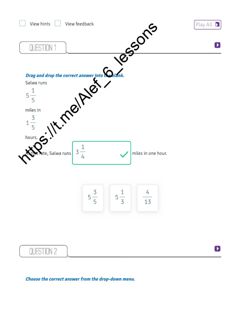 3. Unit Rates with Ratios of Fractions -Learn | PDF