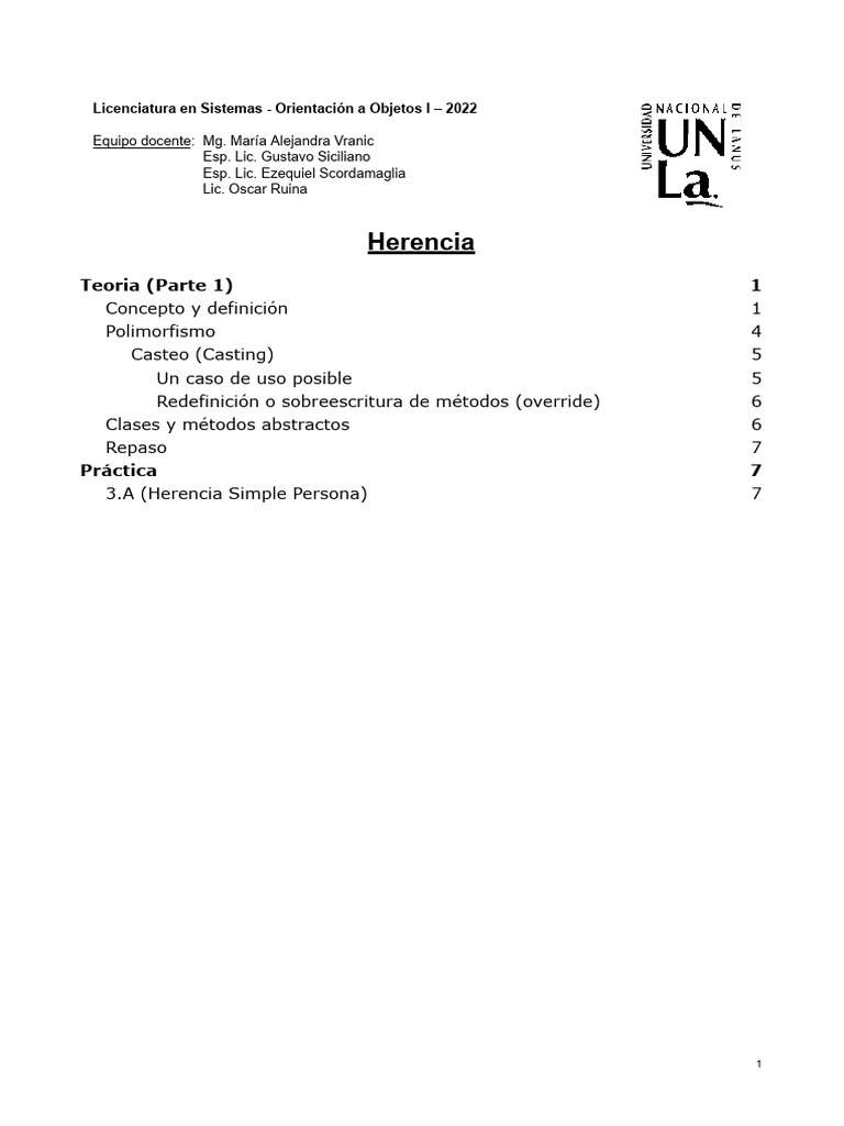 OO1-2024-Guia Nro 5 (Herencia - Parte 1) | PDF | Herencia (Programación Orientada a Objetos ...