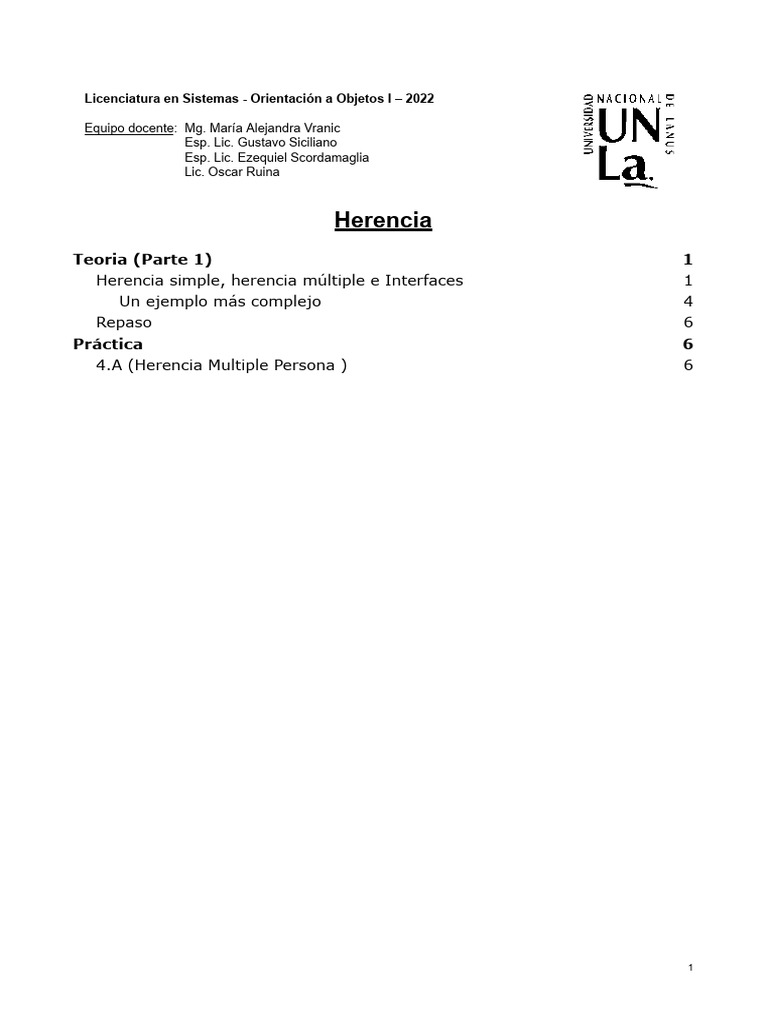 Herencia en Java: Clases e Interfaces | PDF | Herencia (Programación Orientada a Objetos) | Java ...
