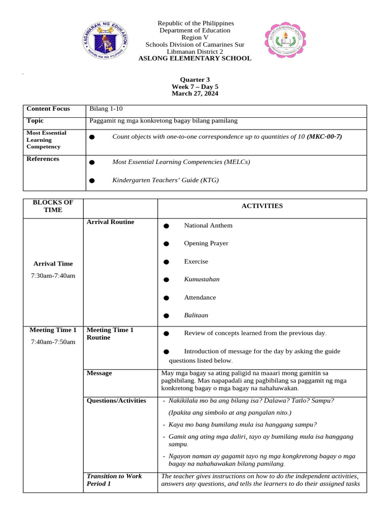 CO Lesson Plan Q3 Week 7 Day 5 | PDF