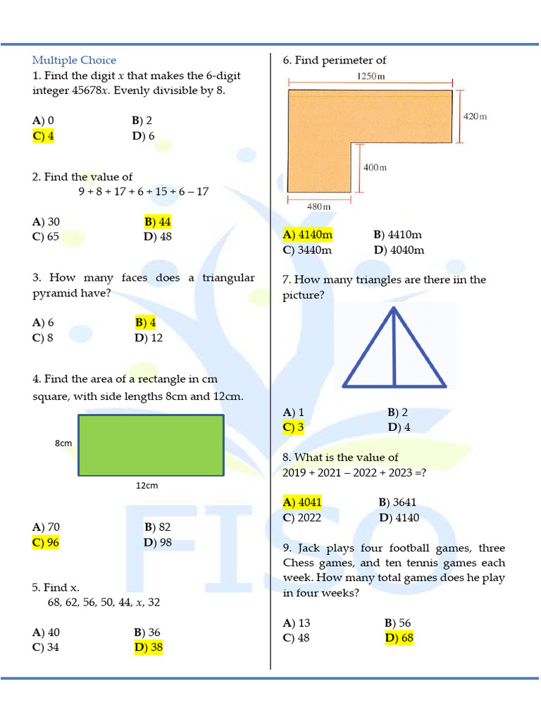 FISO 3 Grades 3 - 4 (Category 3) - With Answer - 230925 - 215656 | PDF