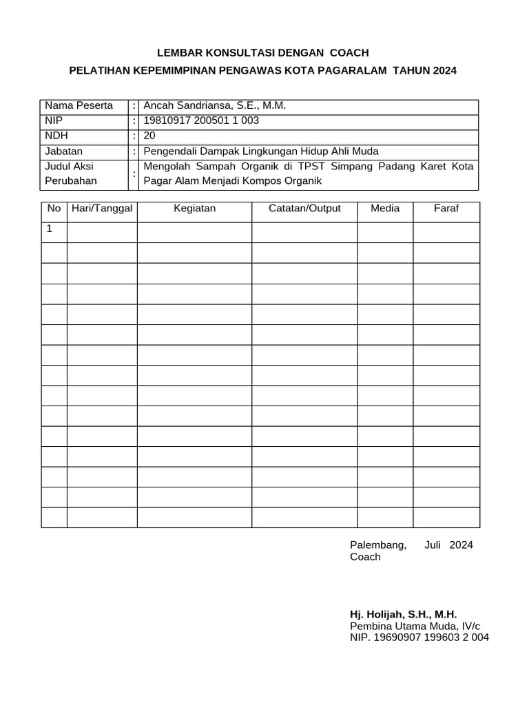 Lembar Konsul Coach-Pa | PDF
