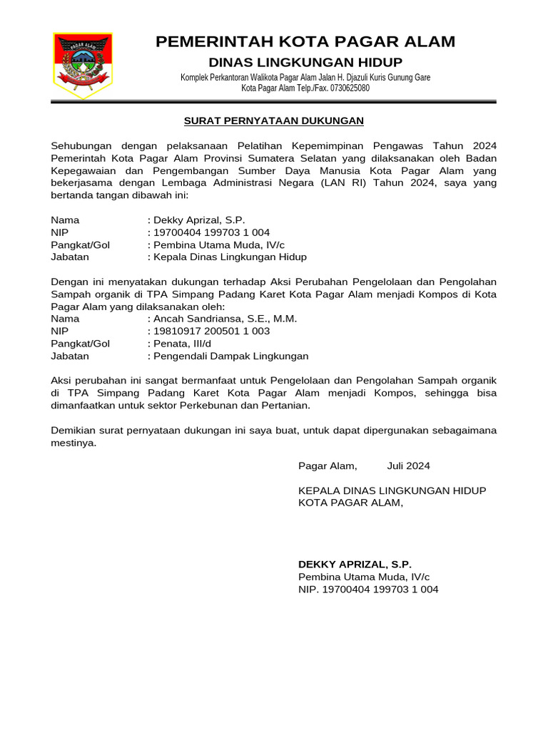 Surat Dukungan | PDF