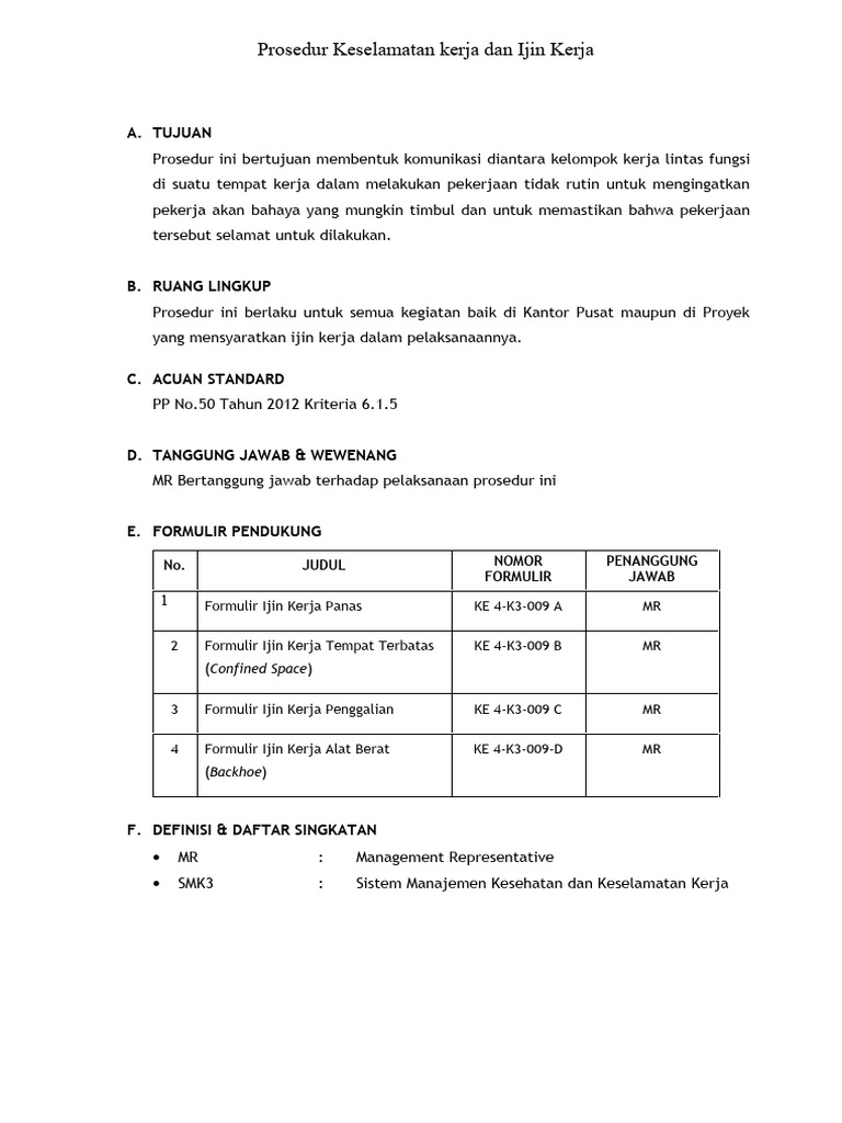 Prosedur K3 K2 | PDF