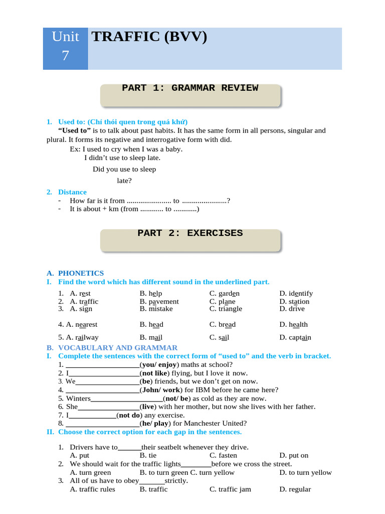Unit 7- TRAFFIC | PDF