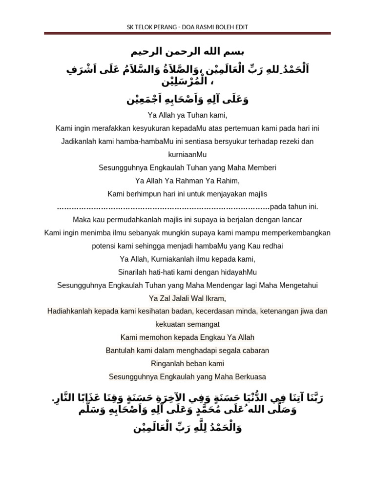 Doa Boleh Edit Tajuk | PDF