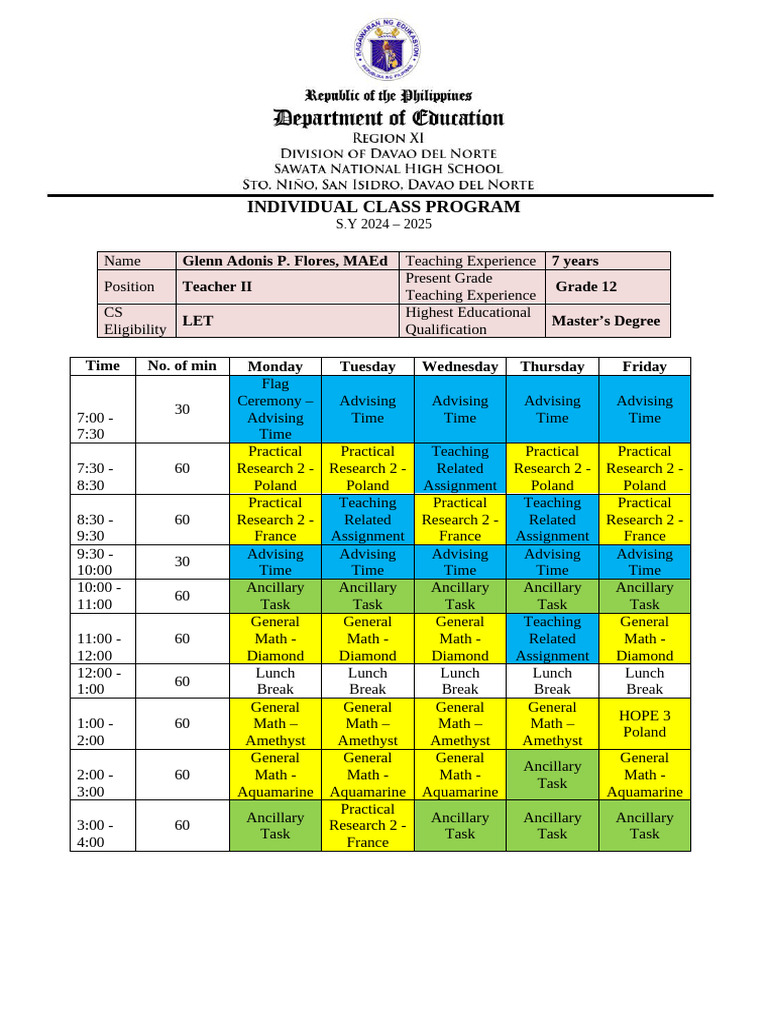 GAPF - Individual Class Program | PDF