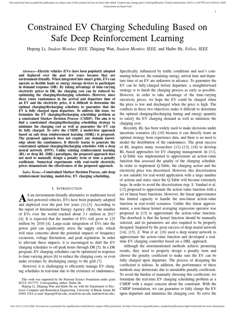 Constrained EV Charging Scheduling Based On | PDF